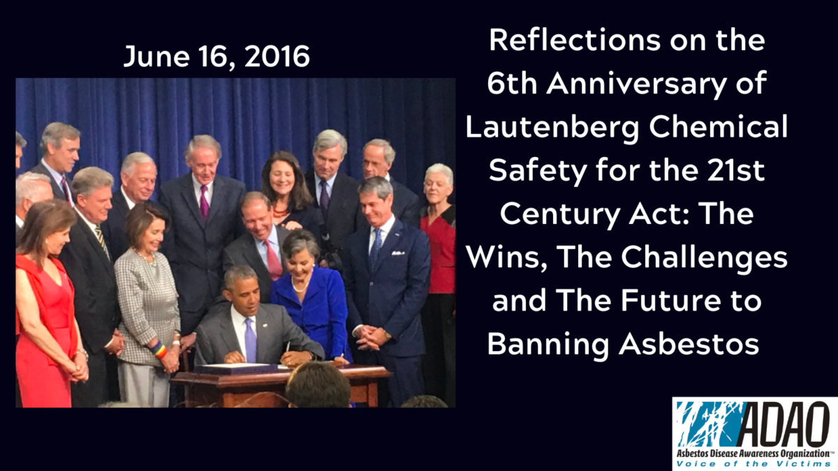 ASBESTOS: Reflections on the 6th Anniversary of Lautenberg Chemical ...