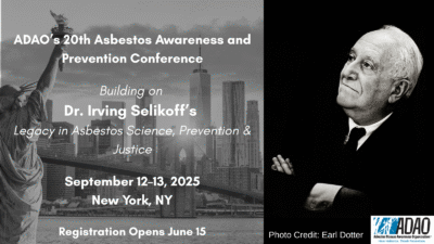 ADAO June Newsletter: 20th Conference in NYC, Selikoff’s Legacy, 600 ...